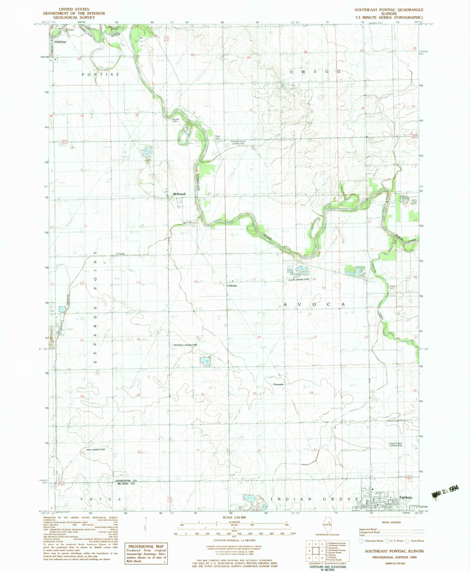 Southeast Pontiac, IL (1983, 24000-Scale) Map by United States ...