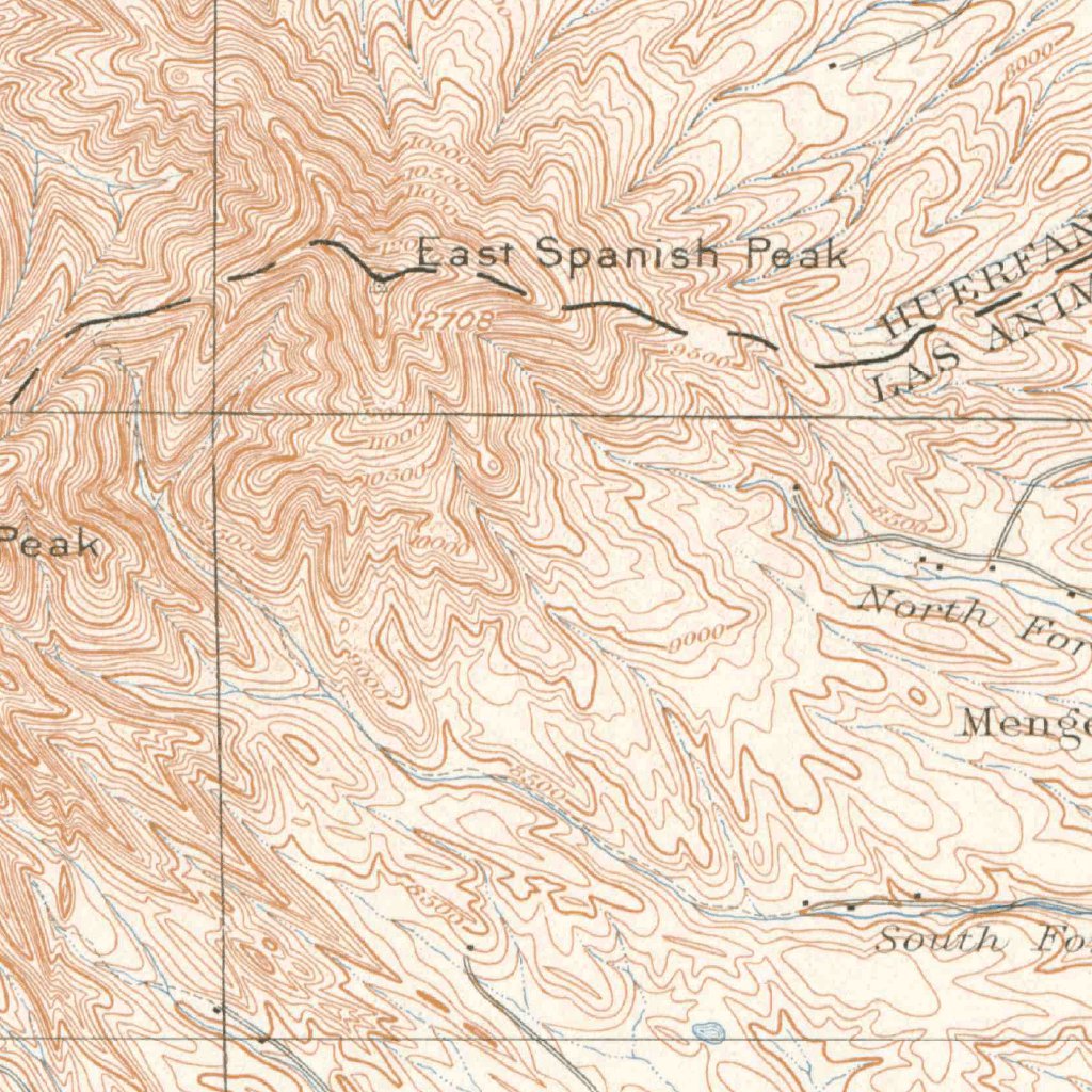 Spanish Peaks, CO (1900, 125000-Scale) Map by United States Geological ...