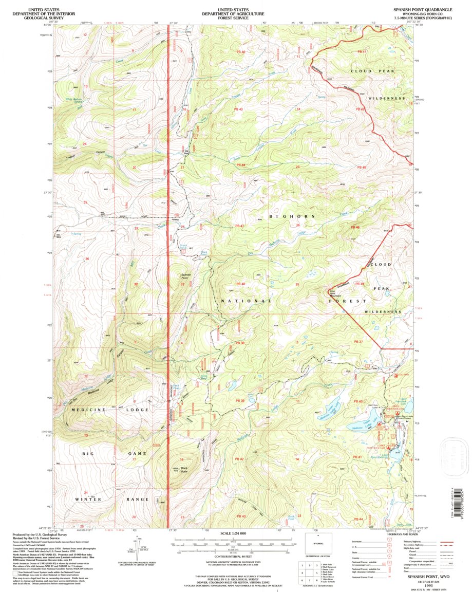 Spanish Point, WY (1993, 24000-Scale) Map by United States Geological ...