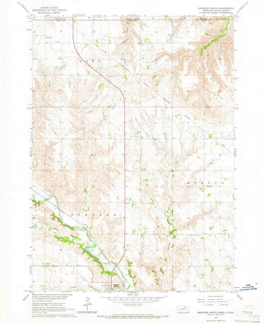Spencer North, NE-SD (1964, 24000-Scale) Map by United States ...