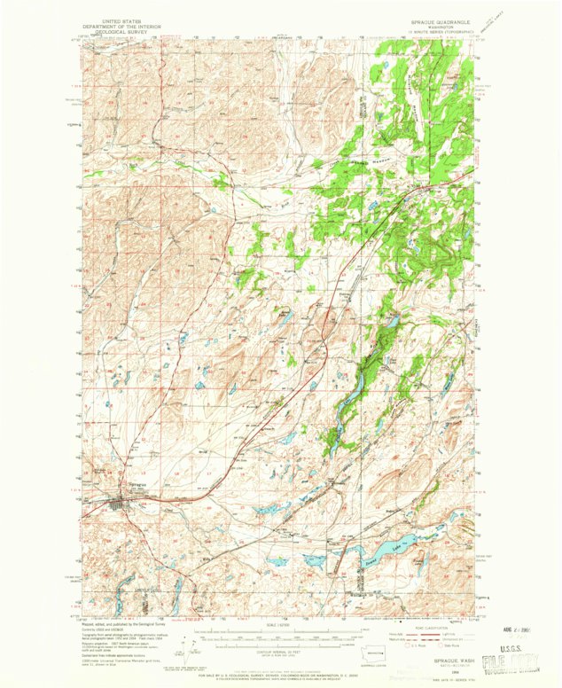 Sprague, WA (1954, 62500-Scale) Map by United States Geological Survey ...