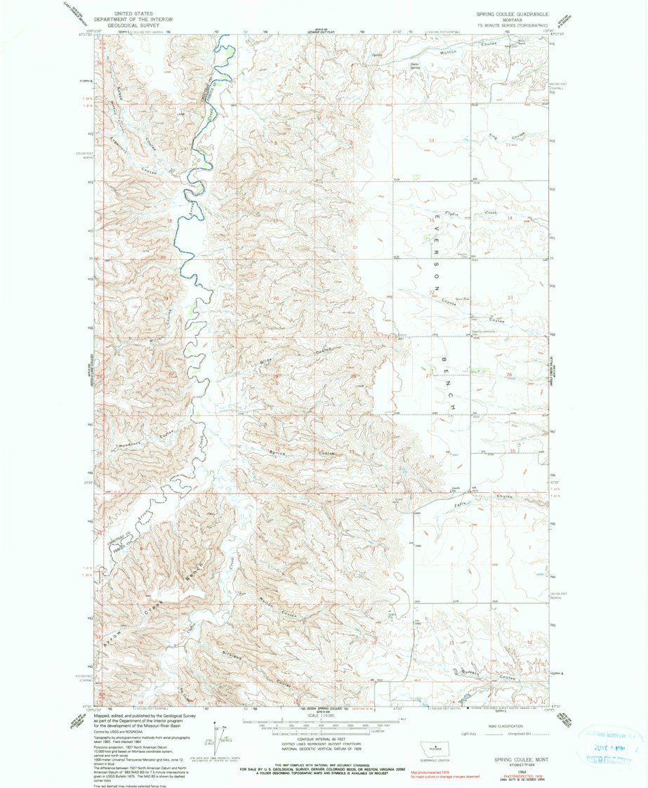 Spring Coulee, MT (1964, 24000-Scale) Map by United States Geological ...