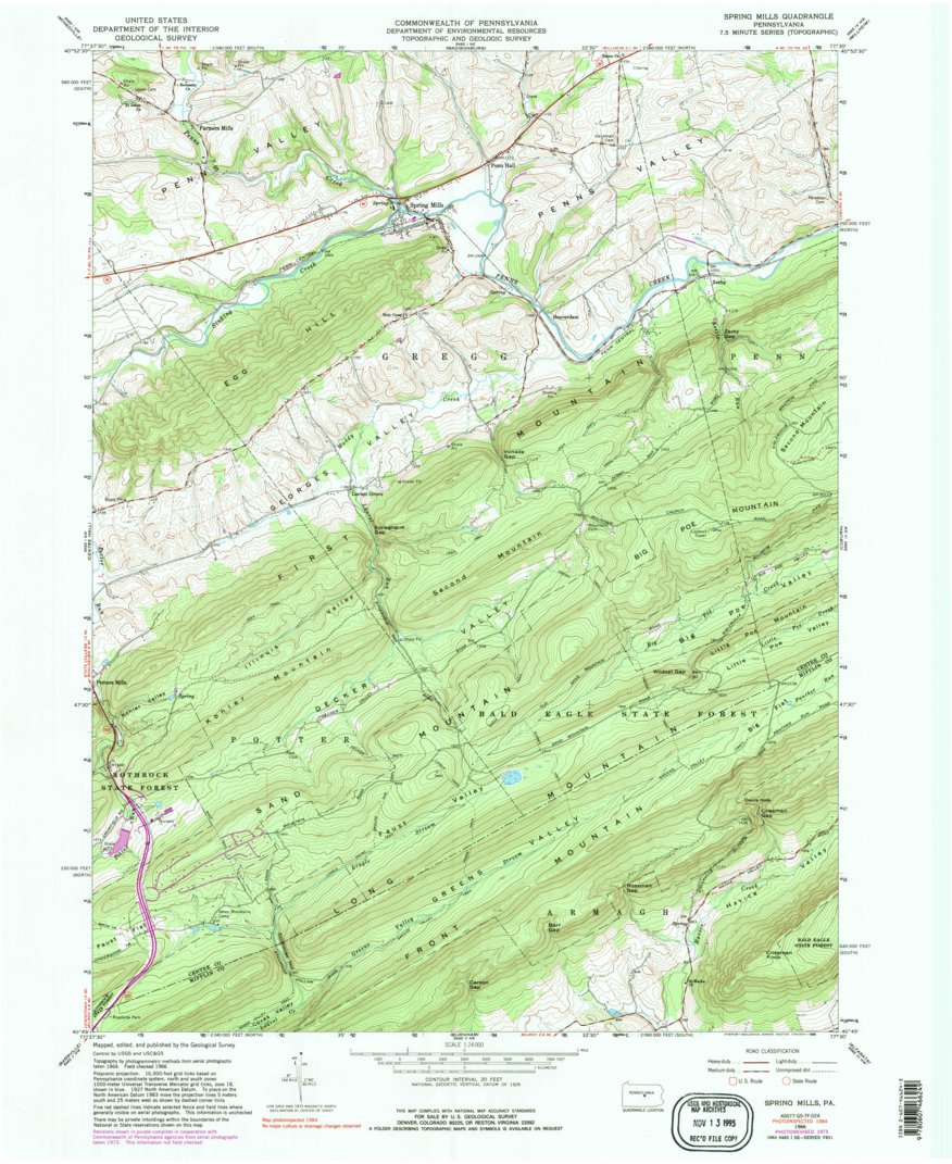Spring Mills, PA (1966, 24000-Scale) Map by United States Geological ...