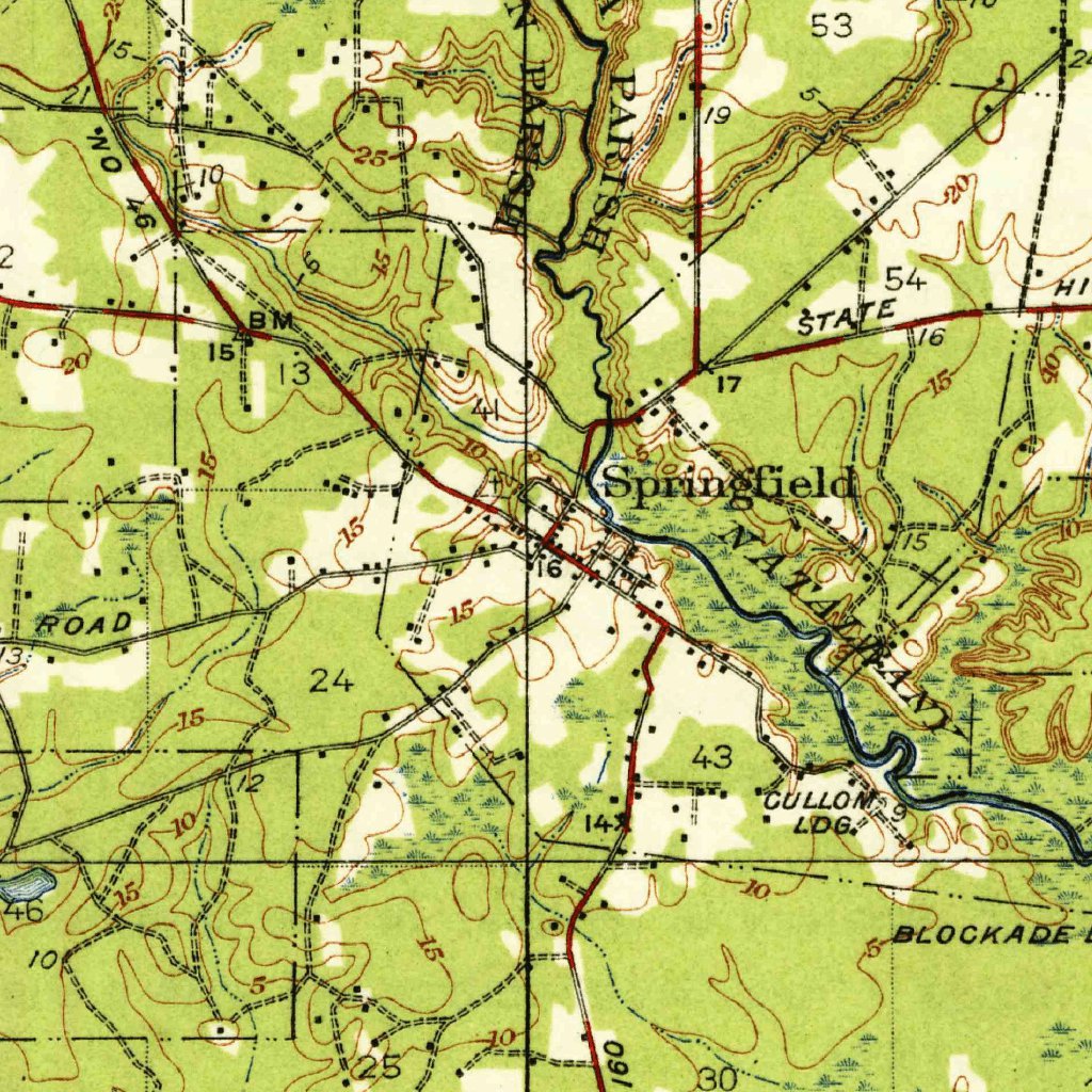 Springfield, LA (1934, 62500-Scale) Map by United States Geological ...