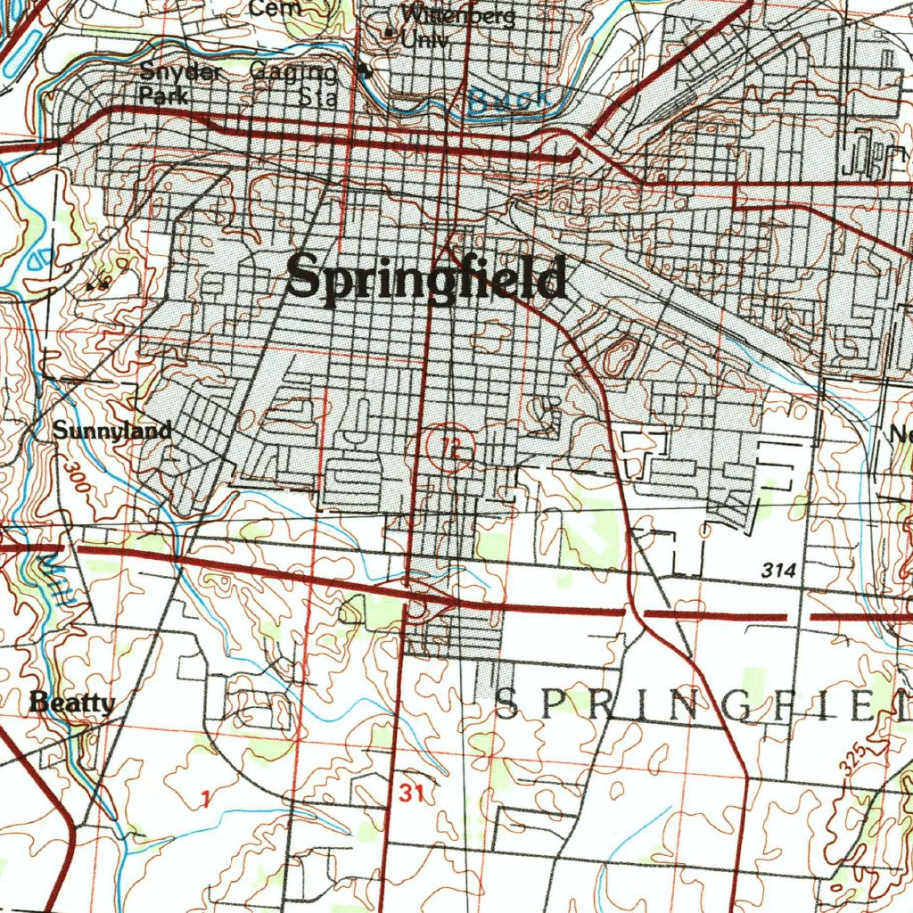 Springfield, OH (1986, 100000-Scale) Map by United States Geological ...