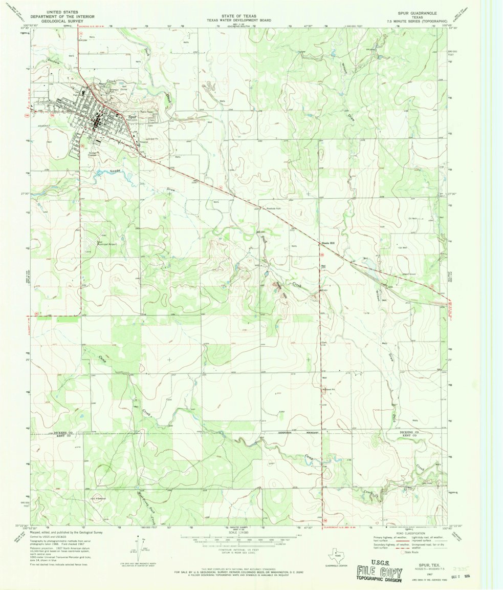 Spur, TX (1967, 24000-Scale) Map by United States Geological Survey ...