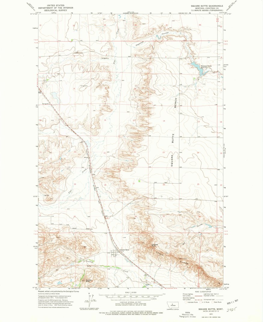 Square Butte, MT (1972, 24000-Scale) Map by United States Geological ...