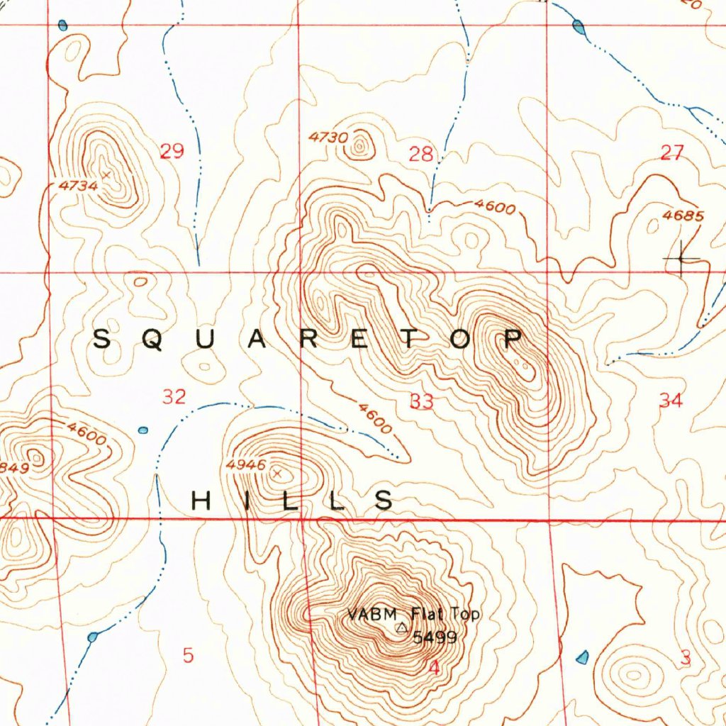 Square Top Hills, AZ (1958, 62500-Scale) Map by United States ...