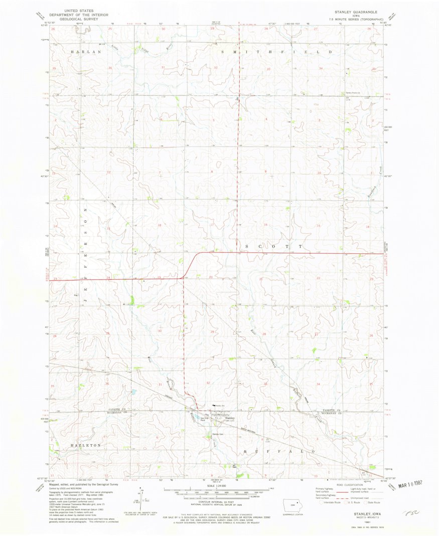 Stanley, IA (1981, 24000-Scale) Map by United States Geological Survey ...