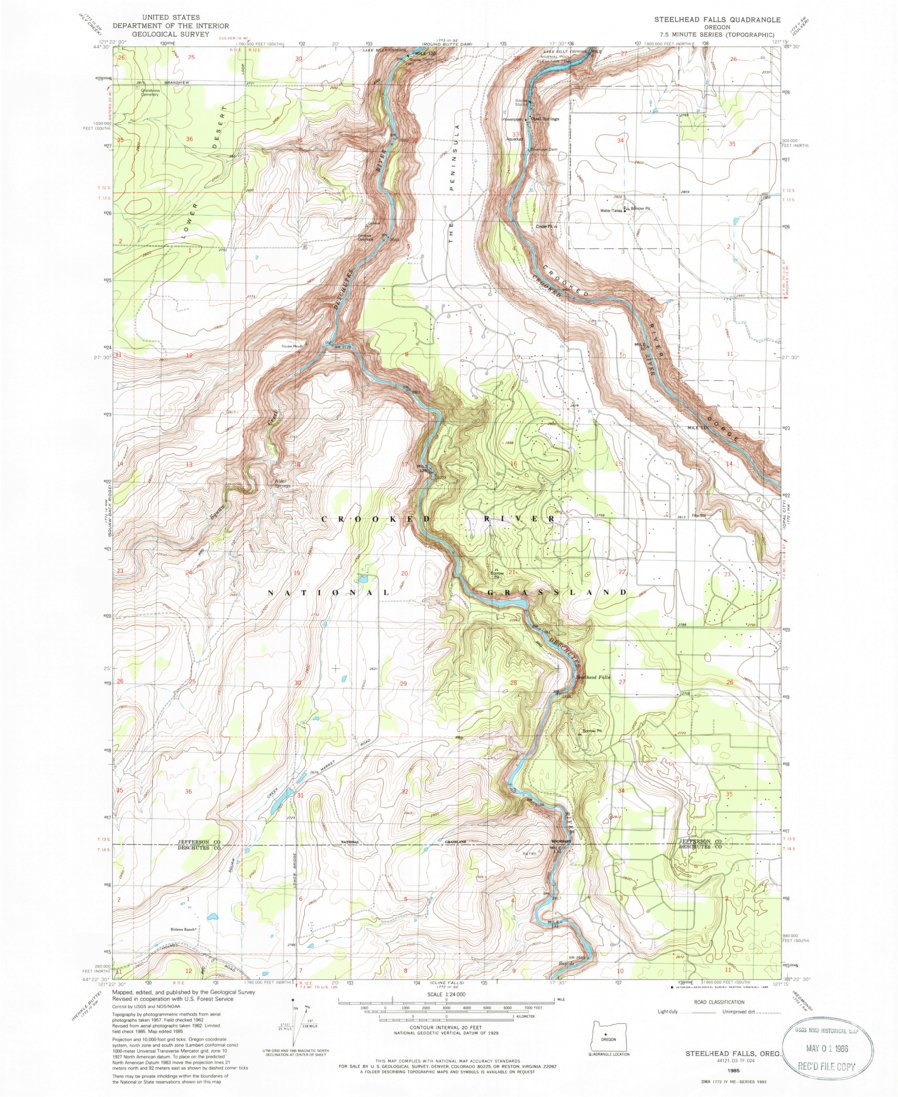 Steelhead Falls, OR (1985, 24000-Scale) Map by United States Geological ...