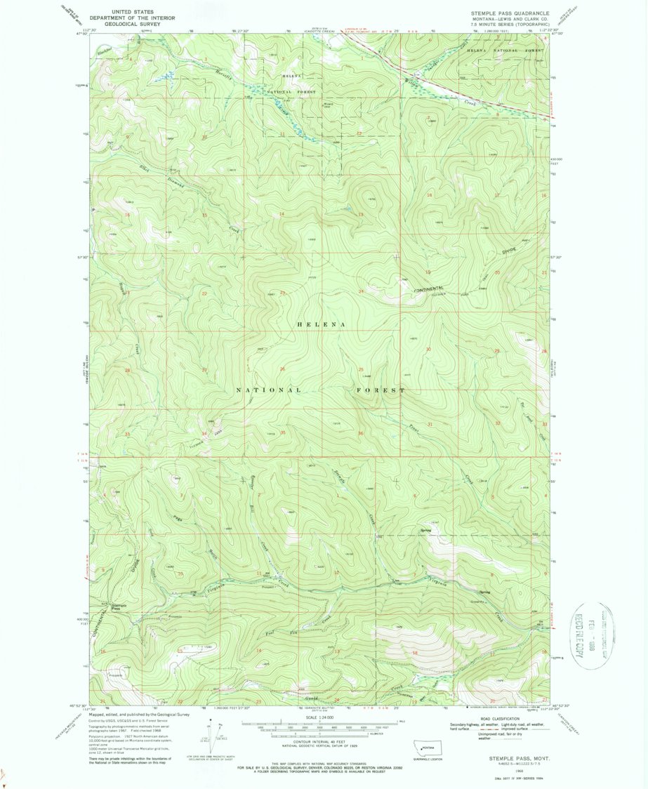 Stemple Pass, MT (1968, 24000-Scale) Map by United States Geological ...
