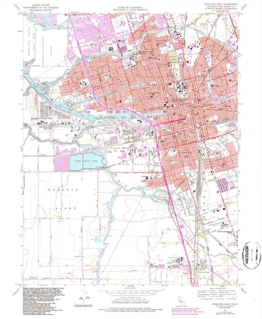 Stockton West, CA (1968, 24000-Scale) Map by United States Geological ...