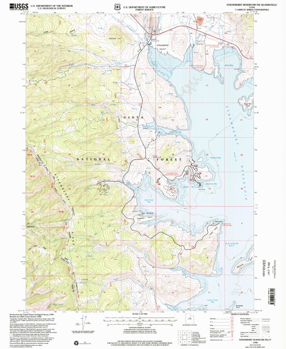 Strawberry Reservoir NW, UT (1998, 24000-Scale) Map by United States ...