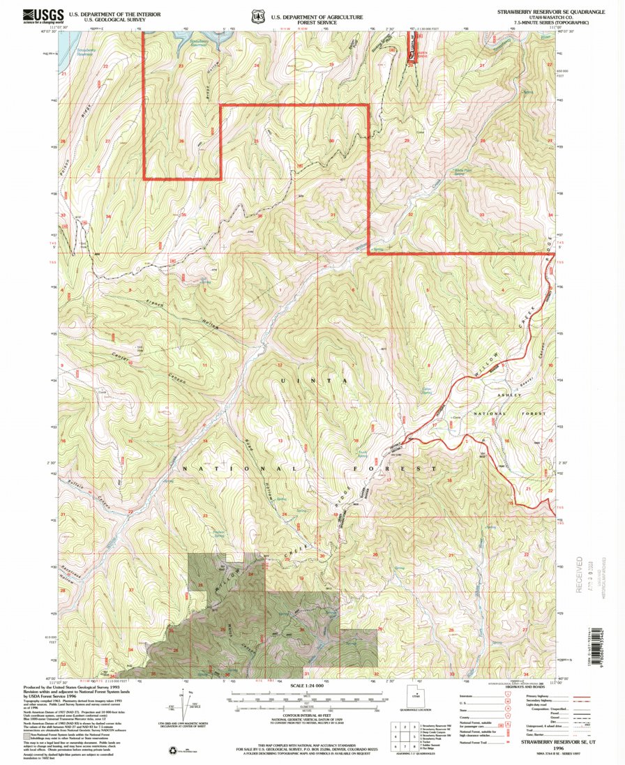 Strawberry Reservoir SE, UT (1996, 24000-Scale) Map by United States ...