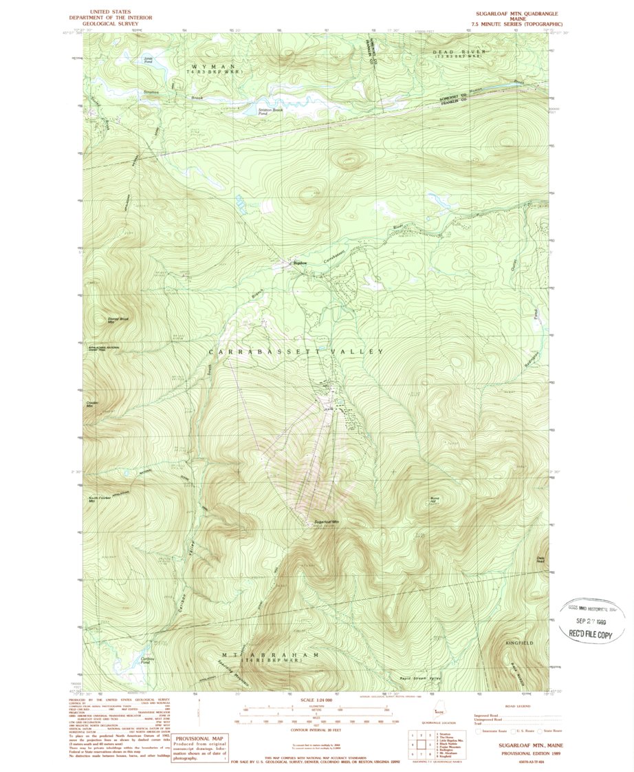 Sugarloaf Mountain, ME (1989, 24000-Scale) Map by United States ...