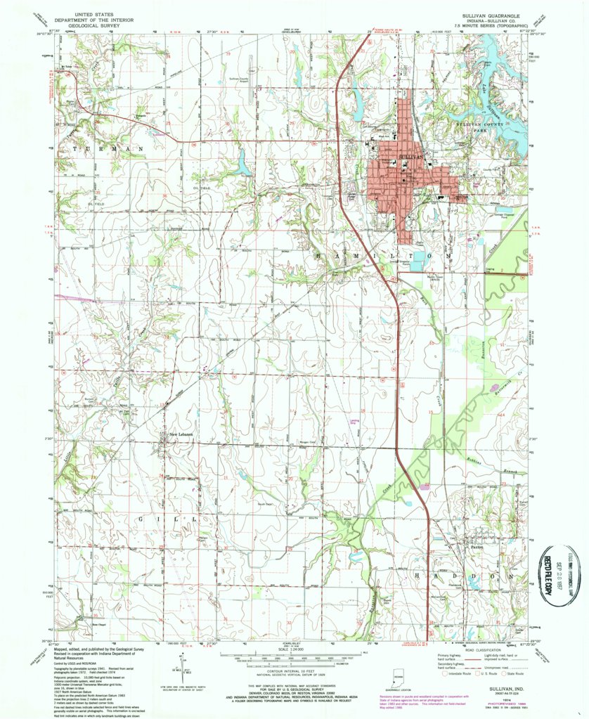 Sullivan, IN (1974, 24000-Scale) Map by United States Geological Survey ...