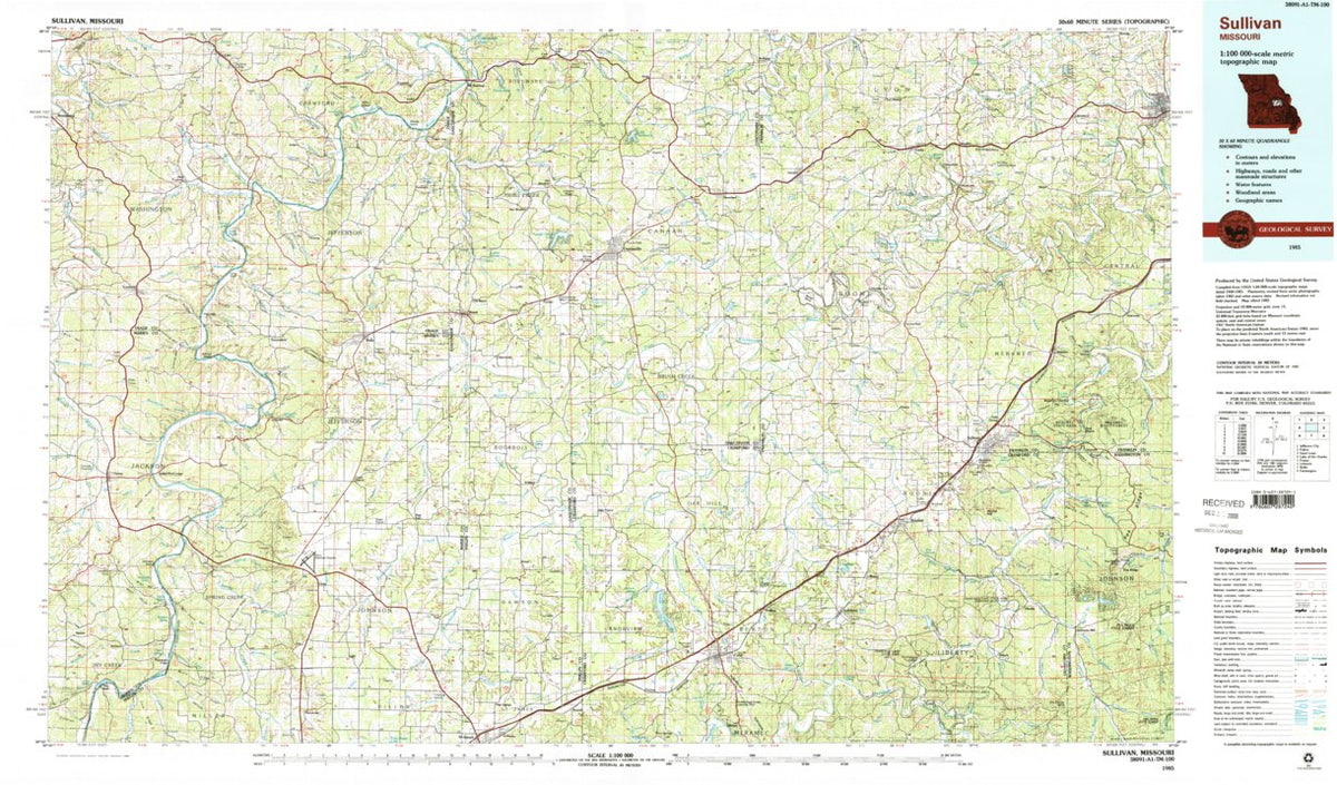Sullivan, MO (1985, 100000-Scale) Map by United States Geological ...