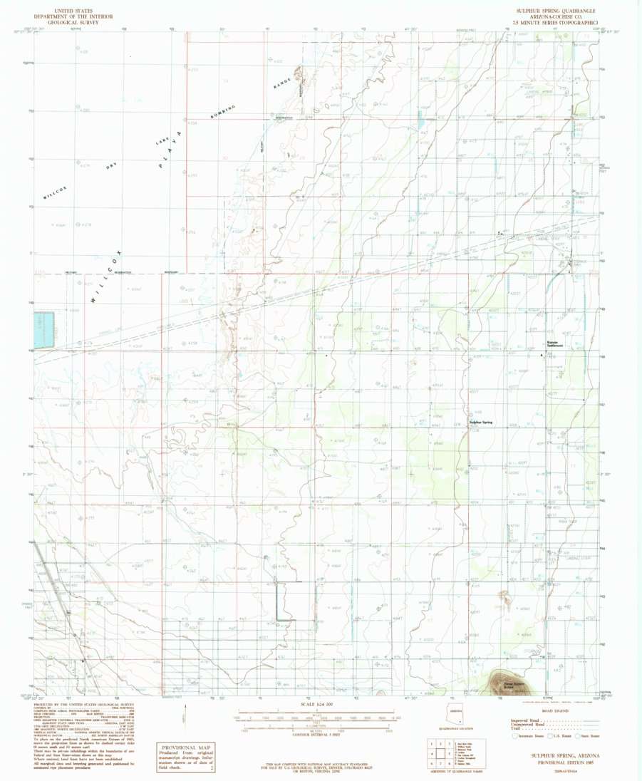 Sulphur Spring, AZ (1985, 24000-Scale) Map by United States Geological ...