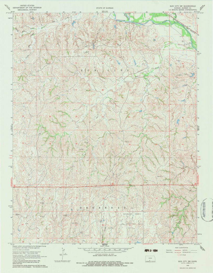 Sun City SW, KS (1968, 24000-Scale) Map by United States Geological ...