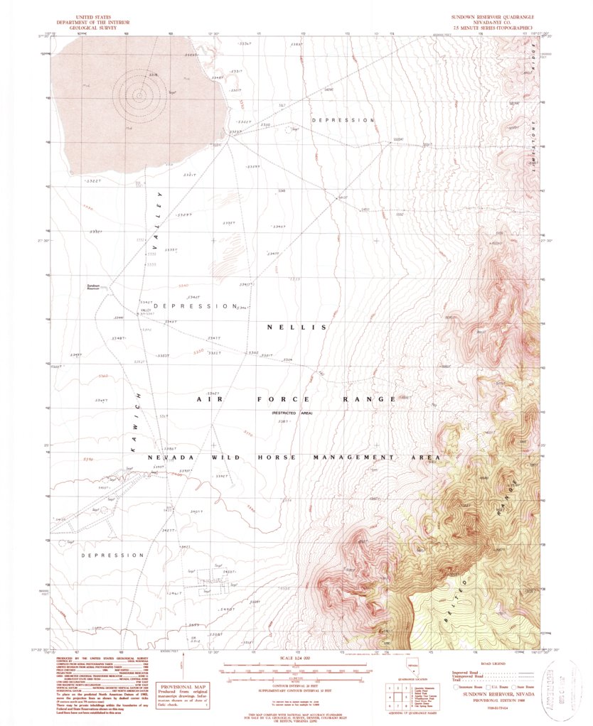 Sundown Reservoir, NV (1988, 24000-Scale) Map by United States ...