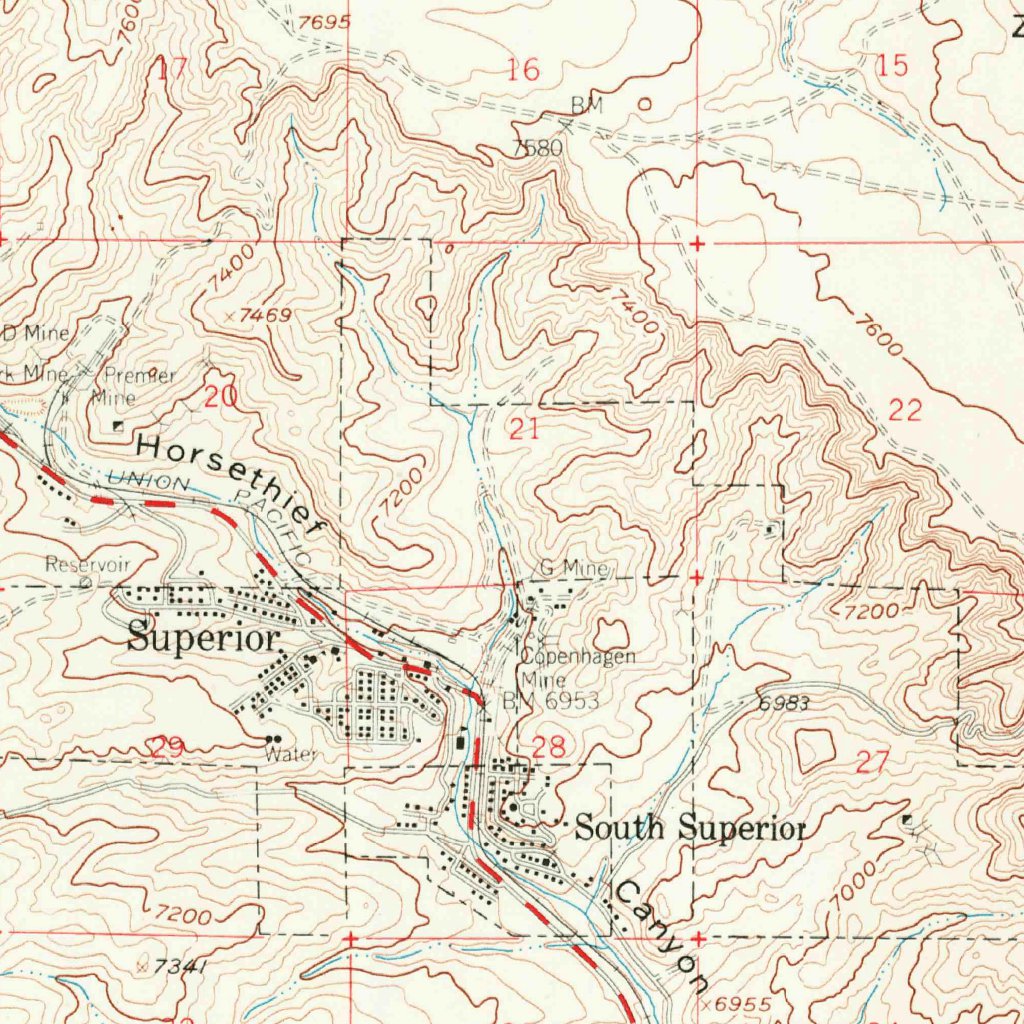 Superior, WY (1958, 62500-Scale) Map by United States Geological Survey ...