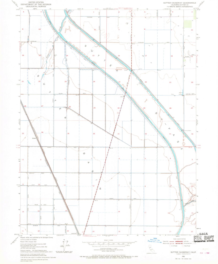 Sutter Causeway, CA (1952, 24000-Scale) Map by United States Geological ...