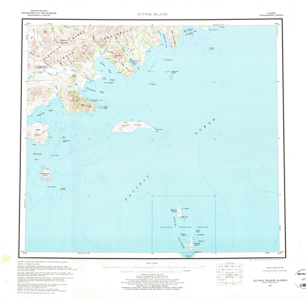 Sutwik Island, AK (1963, 250000-Scale) Map by United States Geological ...