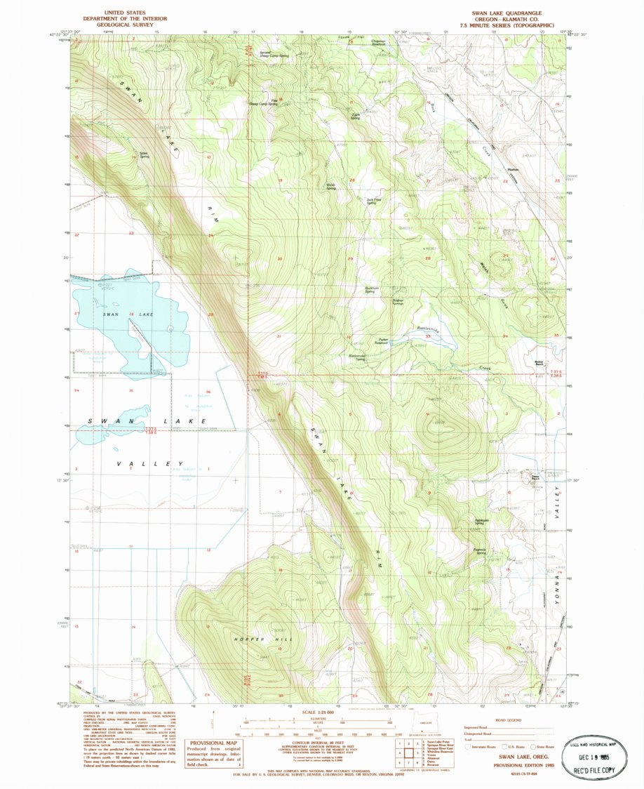 Swan Lake, OR (1985, 24000-Scale) Map by United States Geological ...