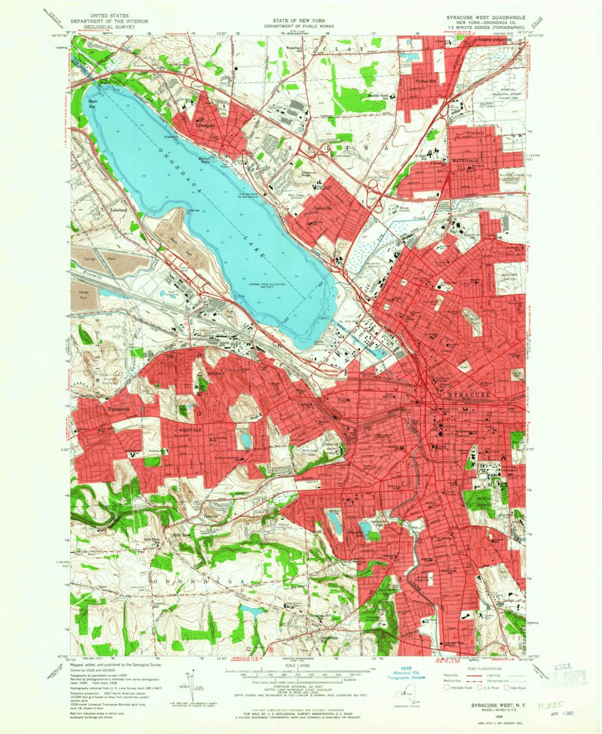 Syracuse West, NY (1958, 24000-Scale) Map by United States Geological ...