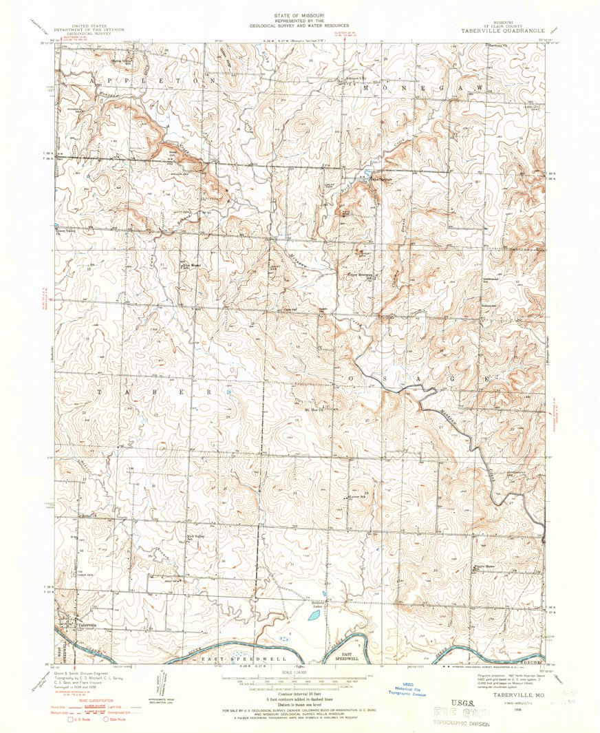 Taberville, MO (1938, 24000-Scale) Map by United States Geological ...