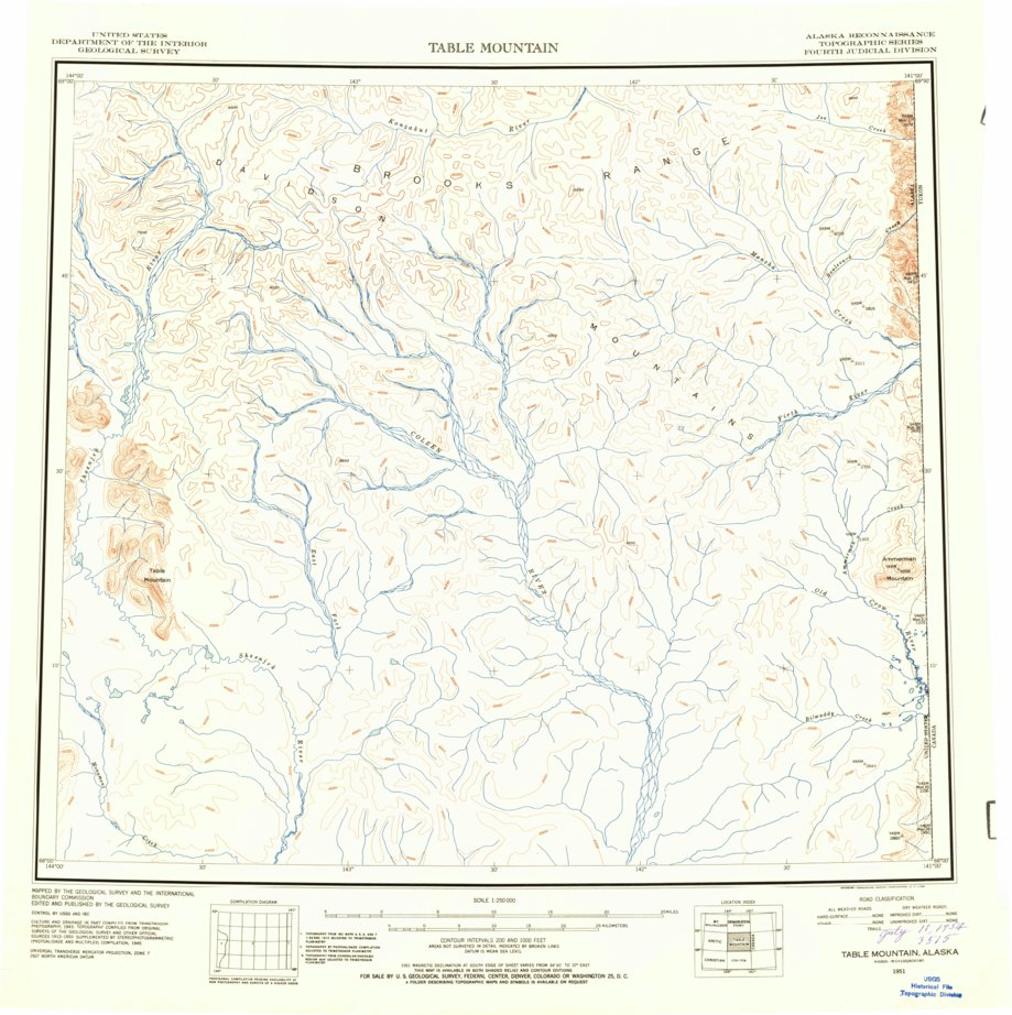 Table Mountain, AK (1951, 250000-Scale) Map by United States Geological ...