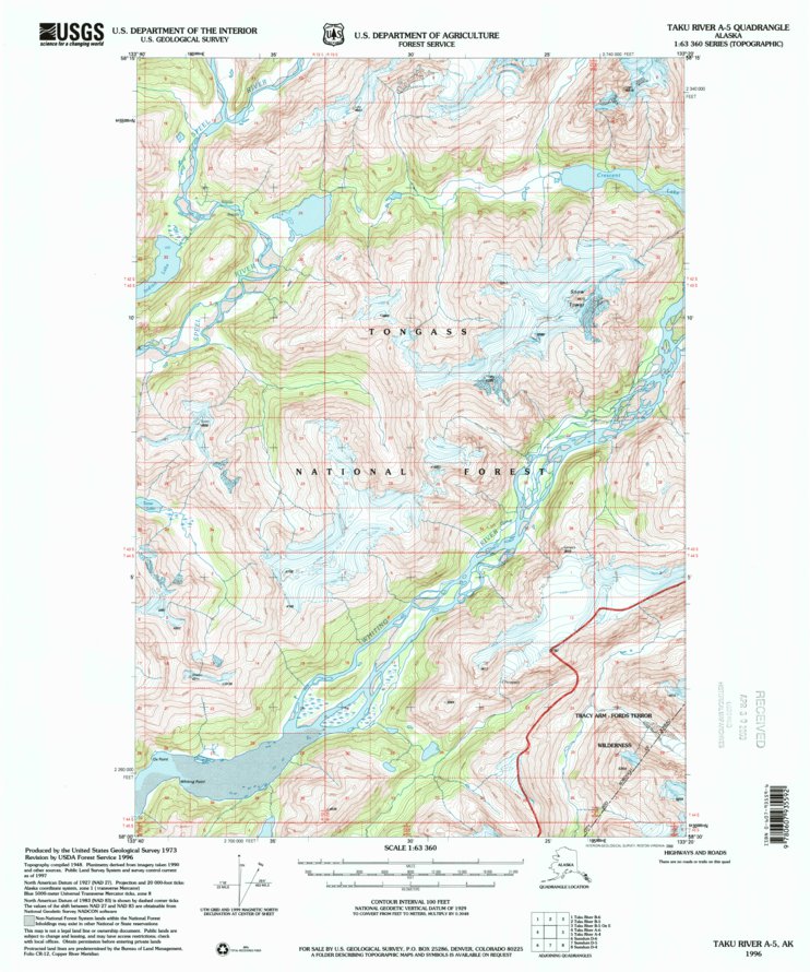Taku River A-5, AK (1996, 63360-Scale) Map by United States Geological ...
