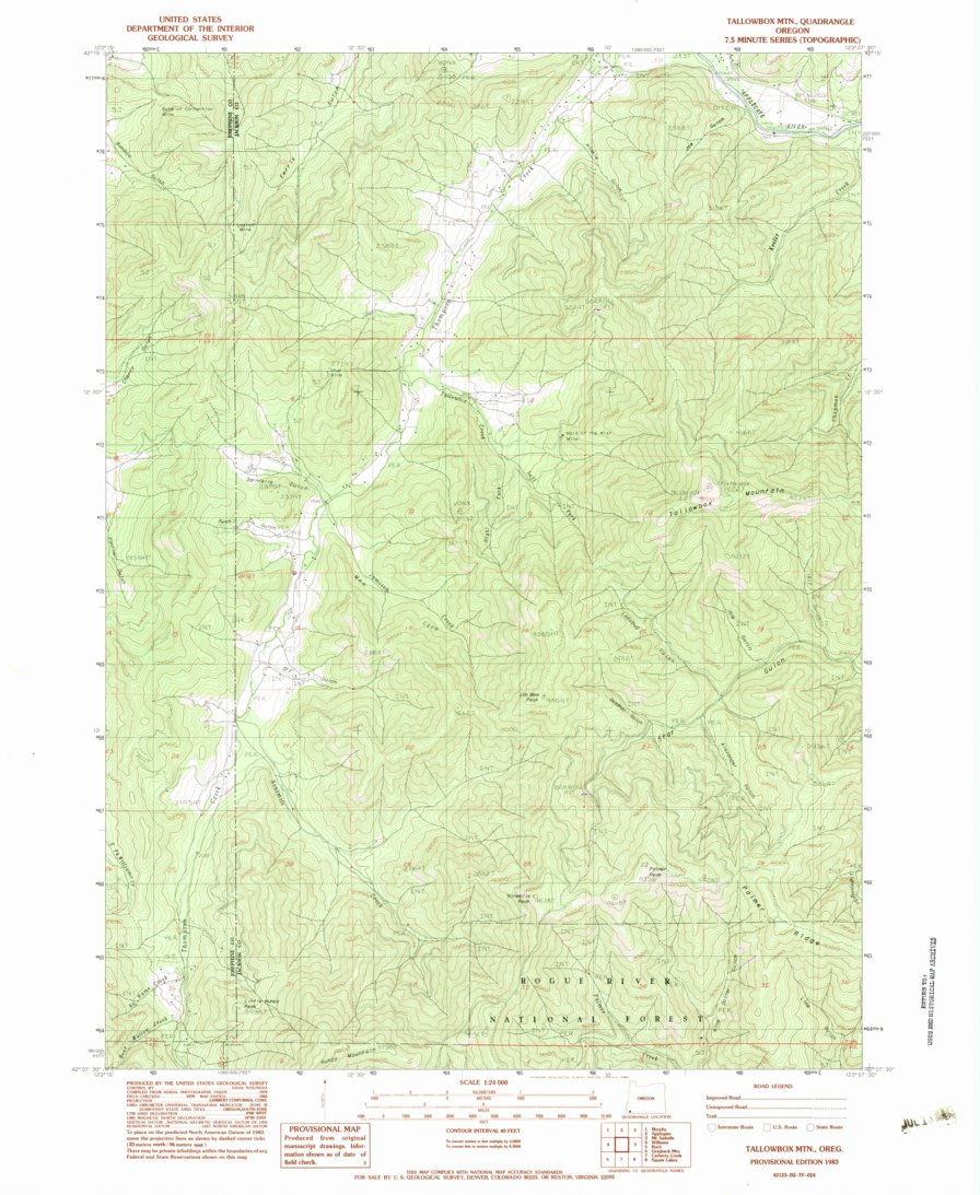 Tallowbox Mountain, OR (1983, 24000-Scale) Map by United States ...