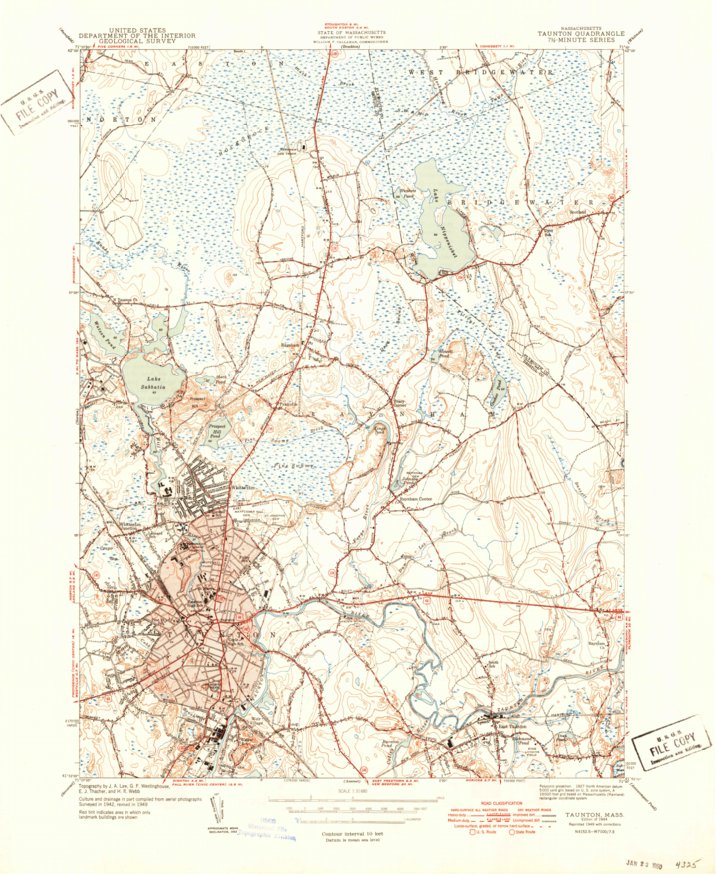 Taunton, MA (1944, 31680-Scale) Map by United States Geological Survey ...