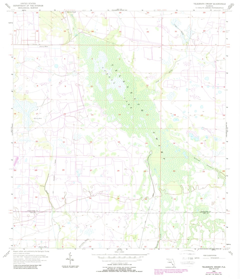 Telegraph Swamp, FL (1956, 24000-Scale) Map by United States Geological ...