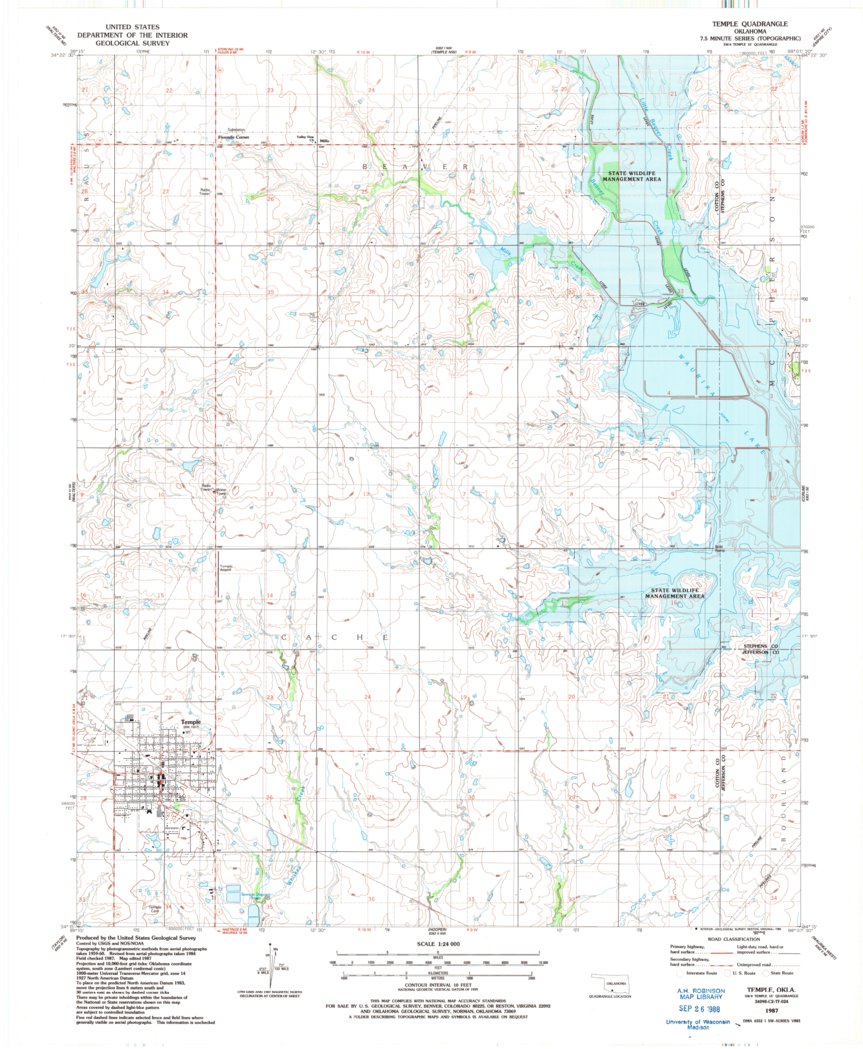 Temple, OK (1987, 24000-Scale) Map by United States Geological Survey ...