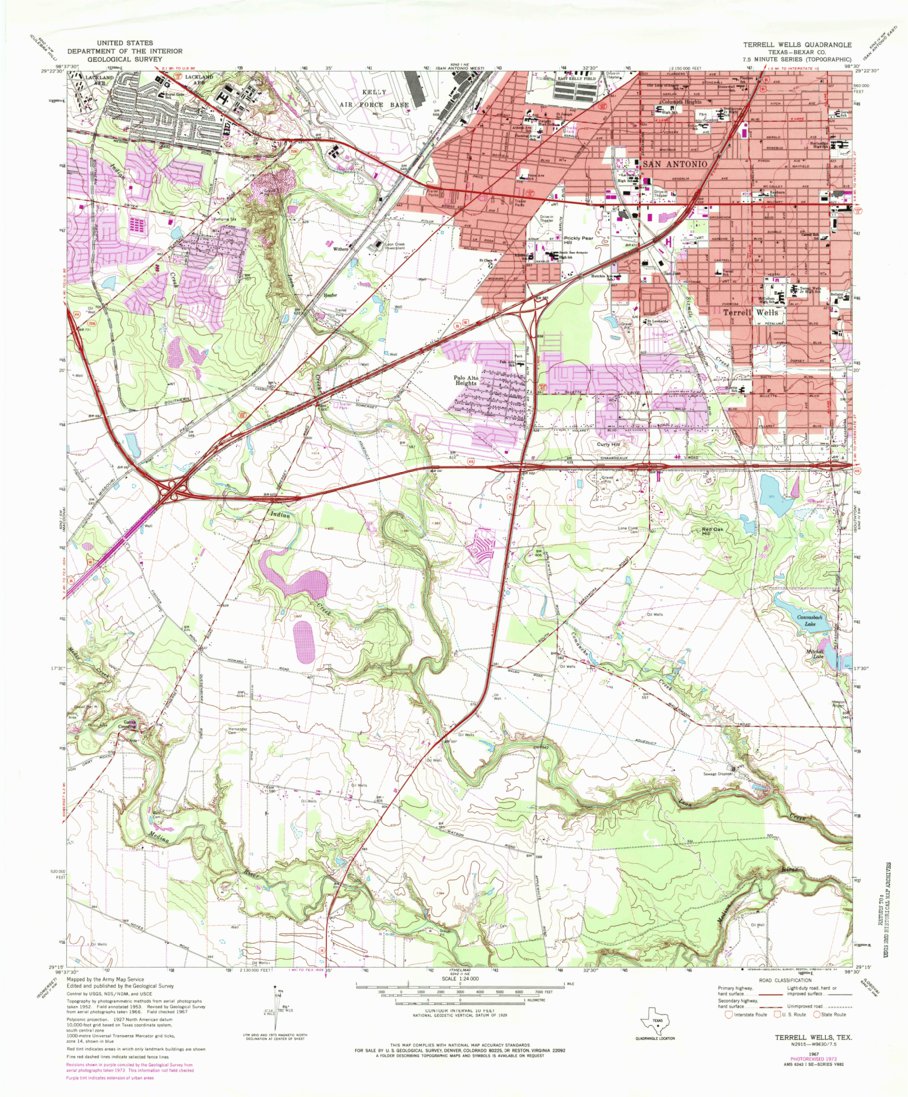 Terrell Wells, TX (1967, 24000-Scale) Map by United States Geological ...
