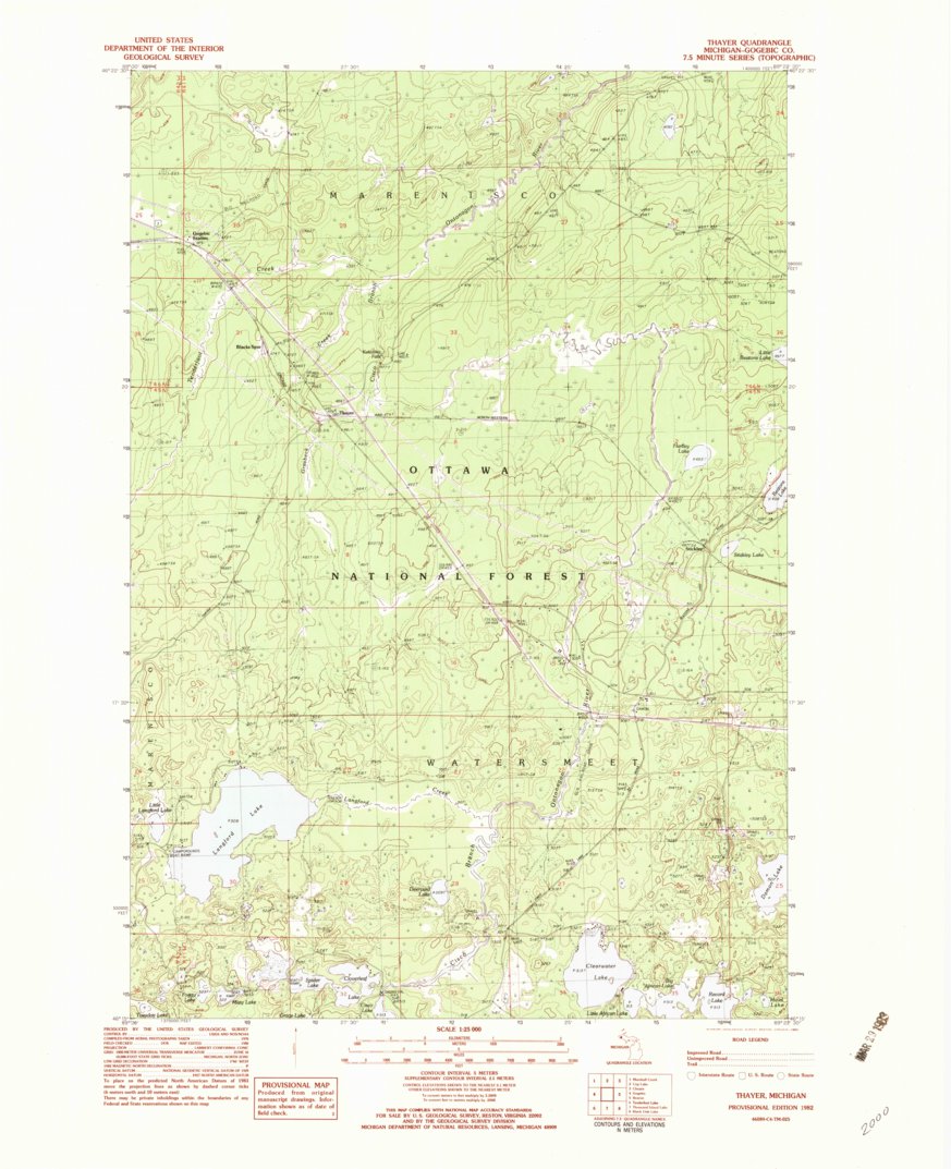 Thayer, MI (1982, 25000-Scale) Map by United States Geological Survey ...