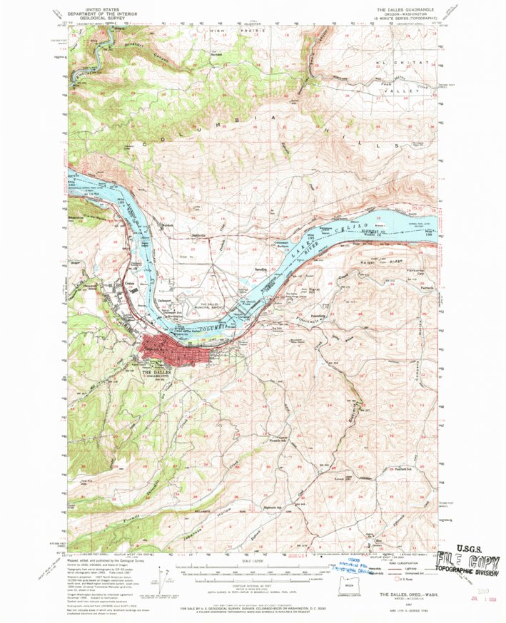 The Dalles, OR-WA (1957, 62500-Scale) Map by United States Geological ...