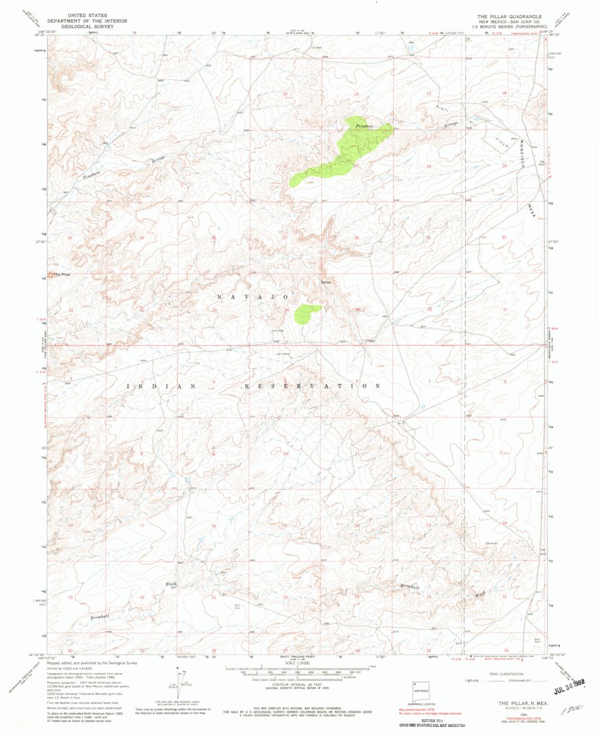 The Pillar, NM (1966, 24000-Scale) Map by United States Geological ...