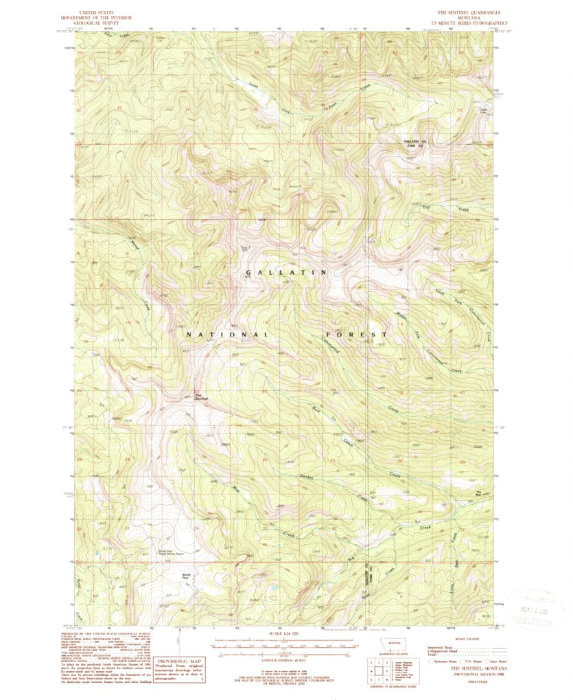 The Sentinel, MT (1988, 24000-Scale) Map by United States Geological ...