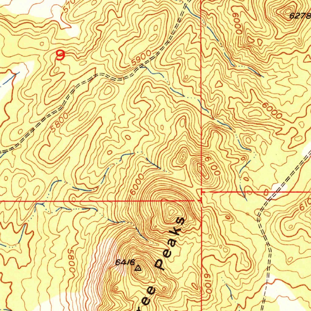 The Three Peaks, UT (1951, 24000-Scale) Map by United States Geological ...