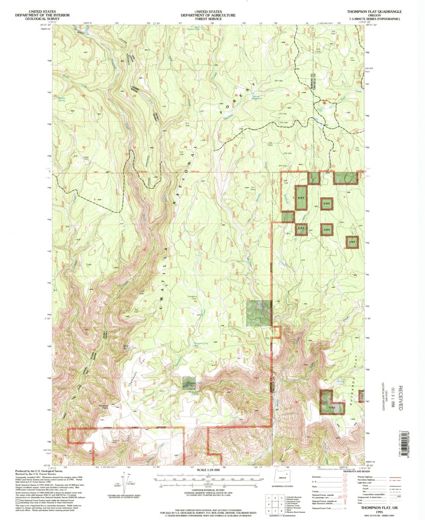 Thompson Flat, OR (1995, 24000-Scale) Map by United States Geological ...