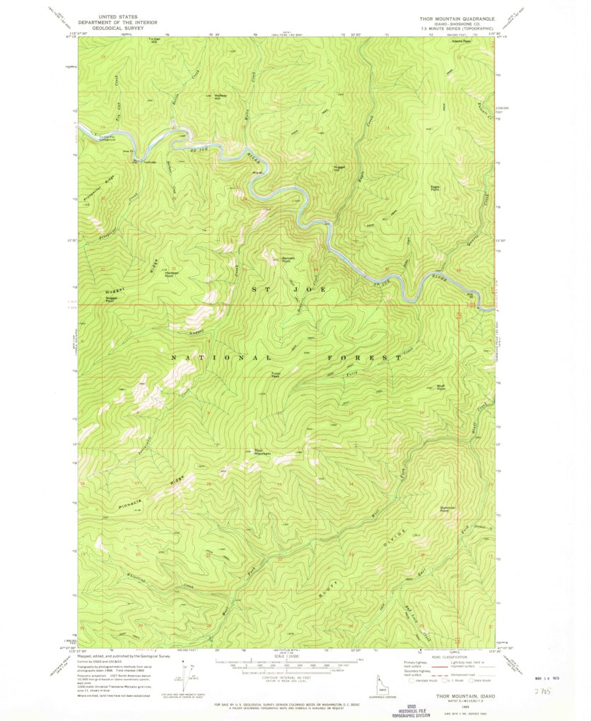 Thor Mountain, ID (1969, 24000-Scale) Map by United States Geological ...