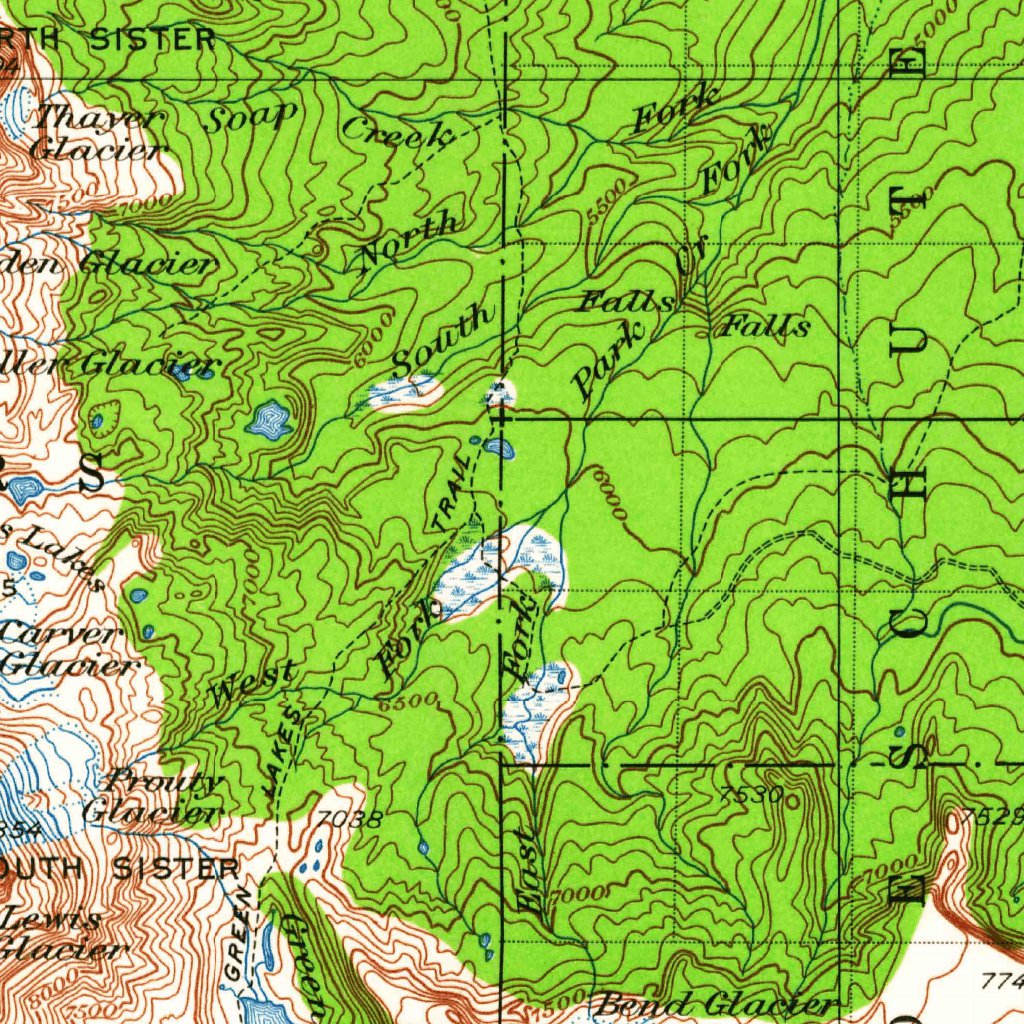 Three Sisters, OR (1929, 125000-Scale) Map by United States Geological ...