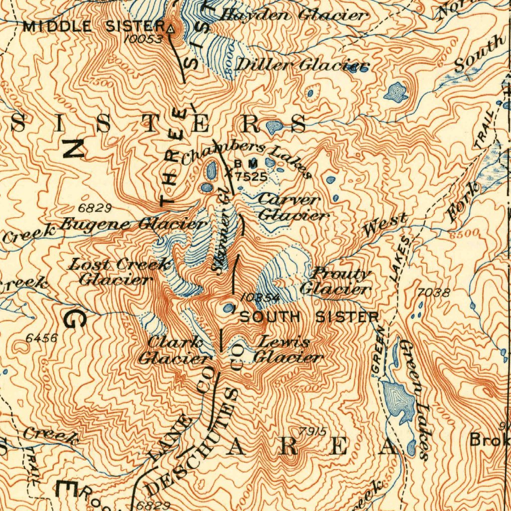Three Sisters, OR (1932, 125000-Scale) Map by United States Geological ...