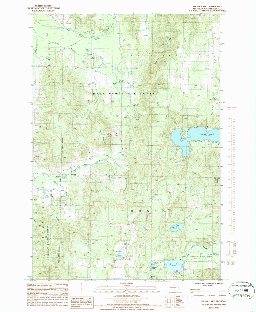 Thumb Lake, MI (1986, 24000-Scale) Map by United States Geological ...