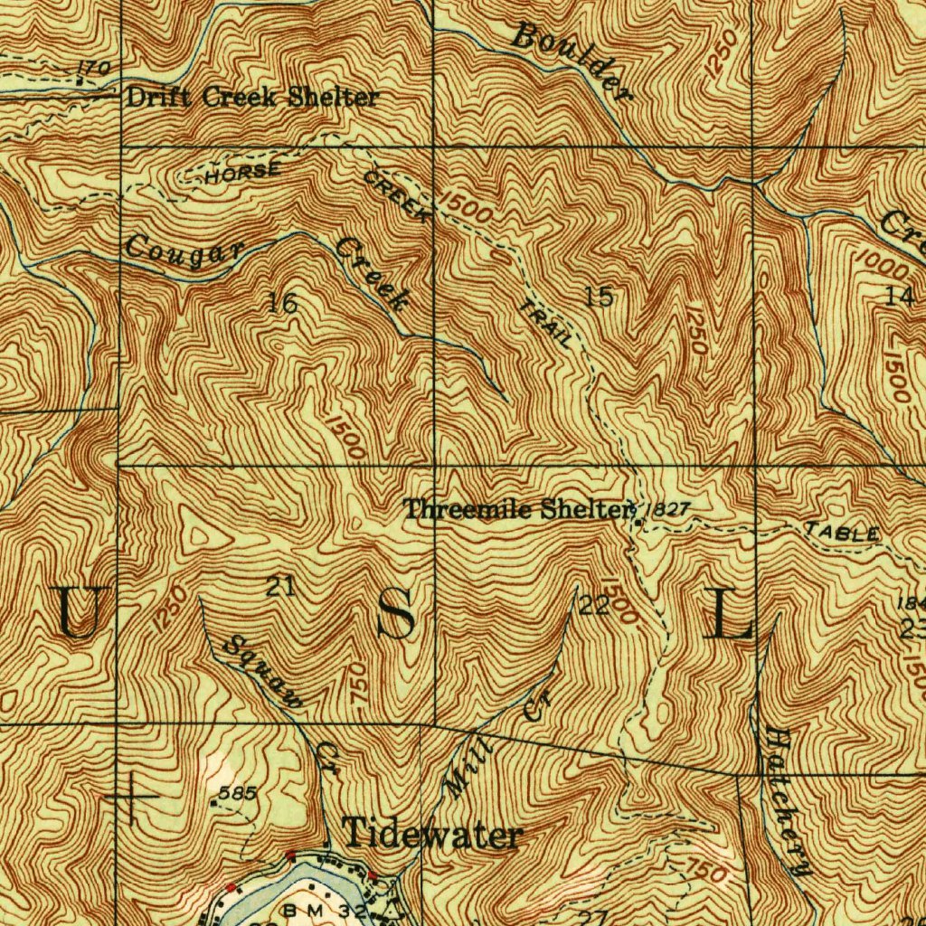 Tidewater, OR (1942, 62500-Scale) Map by United States Geological ...
