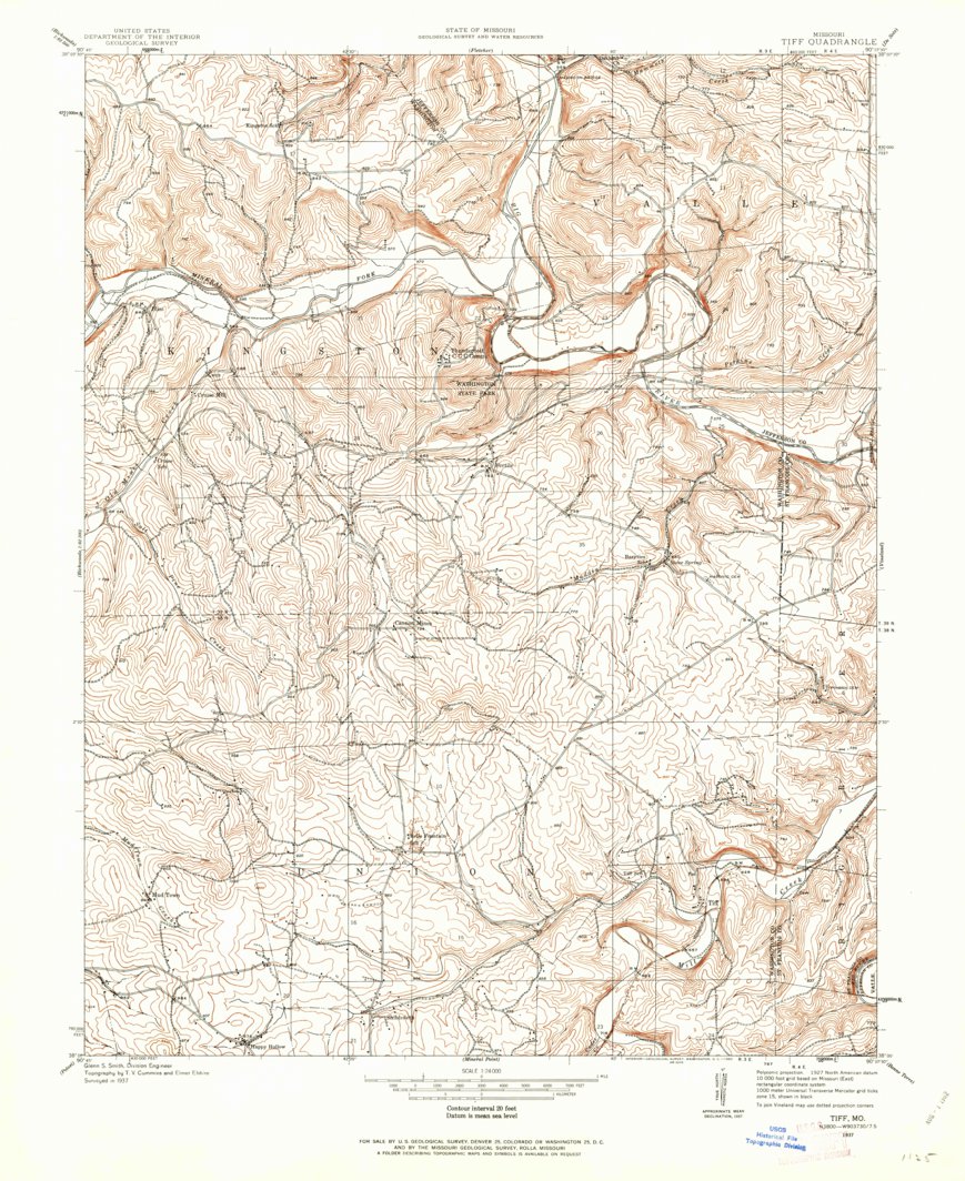 Tiff, MO (1937, 24000-Scale) Map by United States Geological Survey ...