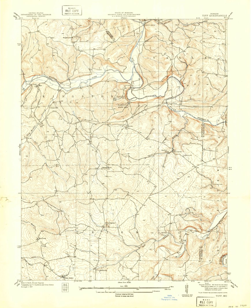 Tiff, MO (1939, 24000-Scale) Map by United States Geological Survey ...